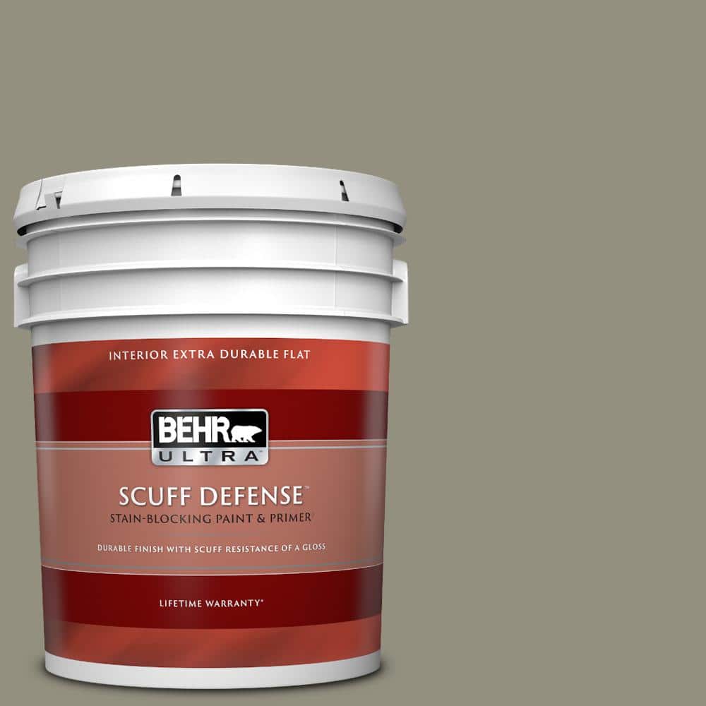 BEHR ULTRA 5 gal. #N350-5 Muted Sage Extra Durable Flat Interior Paint ...