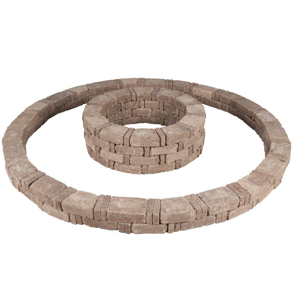 Pavestone RumbleStone 106 in x 14 in. Double Tree Ring Kit in Cafe ...