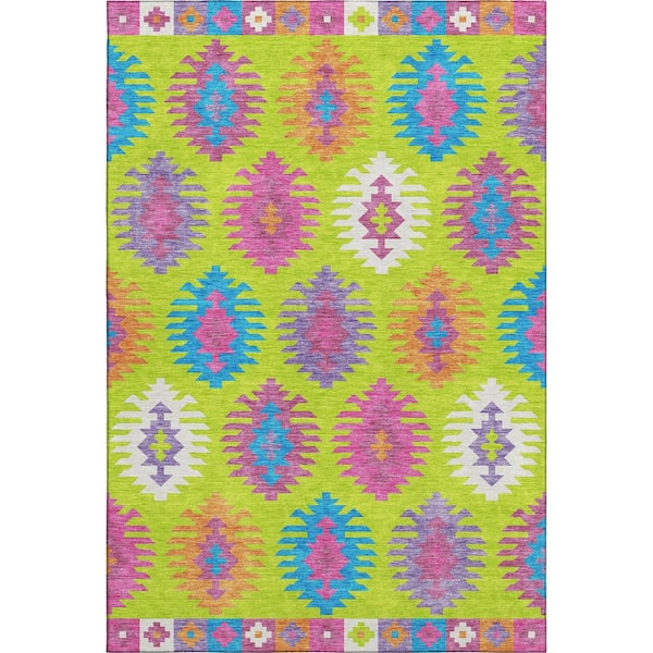 Addison Rugs Mayfield Premium Machine Washable Abstract AMF983 Lime 8 ...