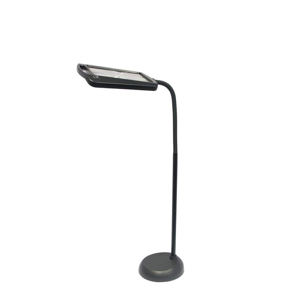 DAYLIGHT24 61 in. Black 1-Light Magnifier Swing Arm Floor Lamp with 8 ...
