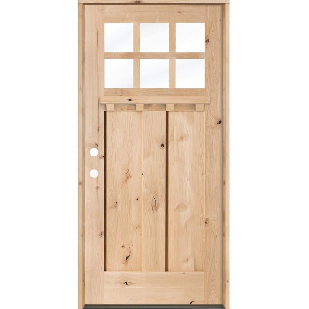 Krosswood Doors 32 in. x 80 in. Knotty Alder Right-Hand/Inswing 6 Lite ...