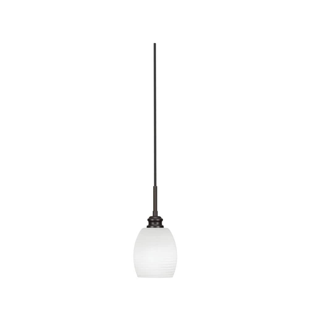 Albany 60-Watt 1-Light Espresso Pendant Mini Pendant Light White Linen ...