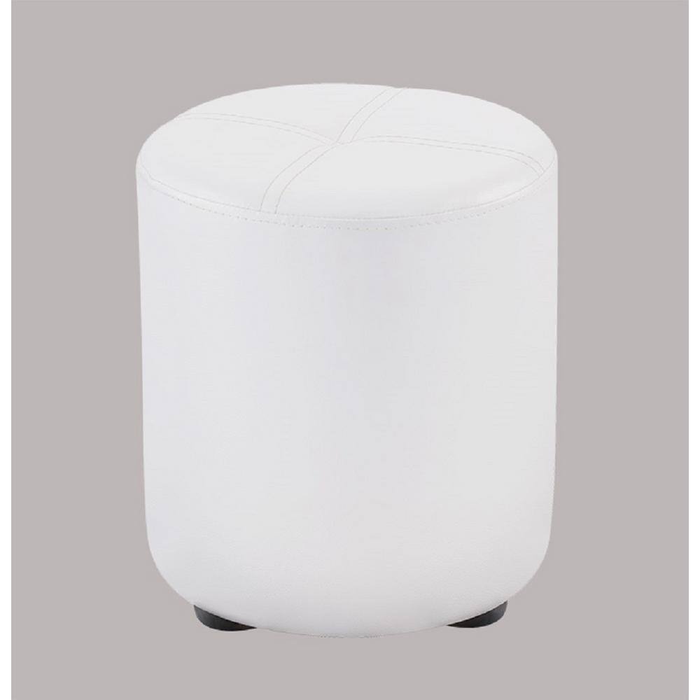 Kings Brand Furniture Pouf White Vinyl Round Ottoman SD3215-W - The ...