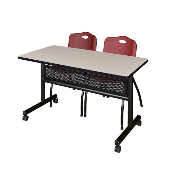 Regency Kobe 48 in x 24 in. Maple Flip-Top Privacy Nesting Table Desk ...