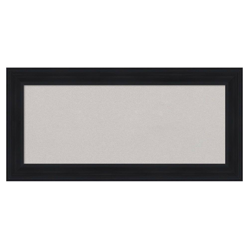 Amanti Art Abbey Black 35 in. x 17 in. Poly Framed Grey Cork Memo Board ...