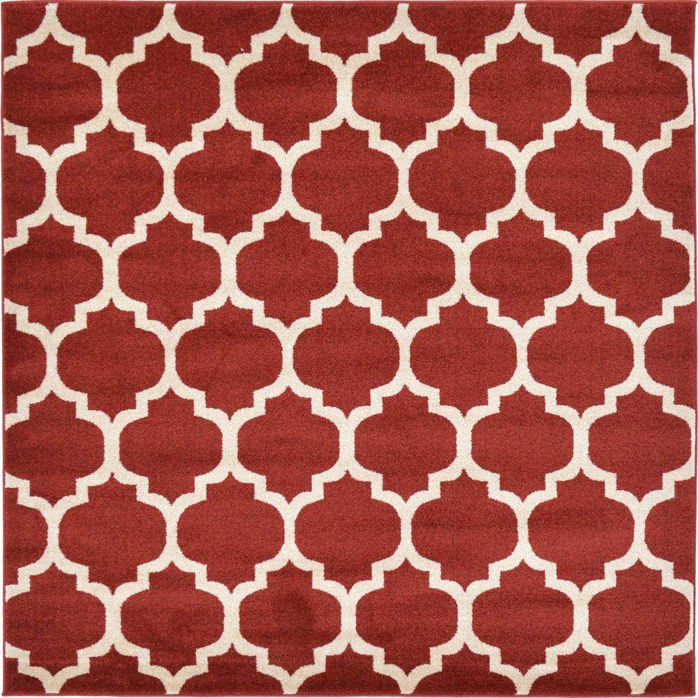 Unique Loom Trellis Philadelphia Red/Beige 6' 0 x 6' 0 Square Rug ...