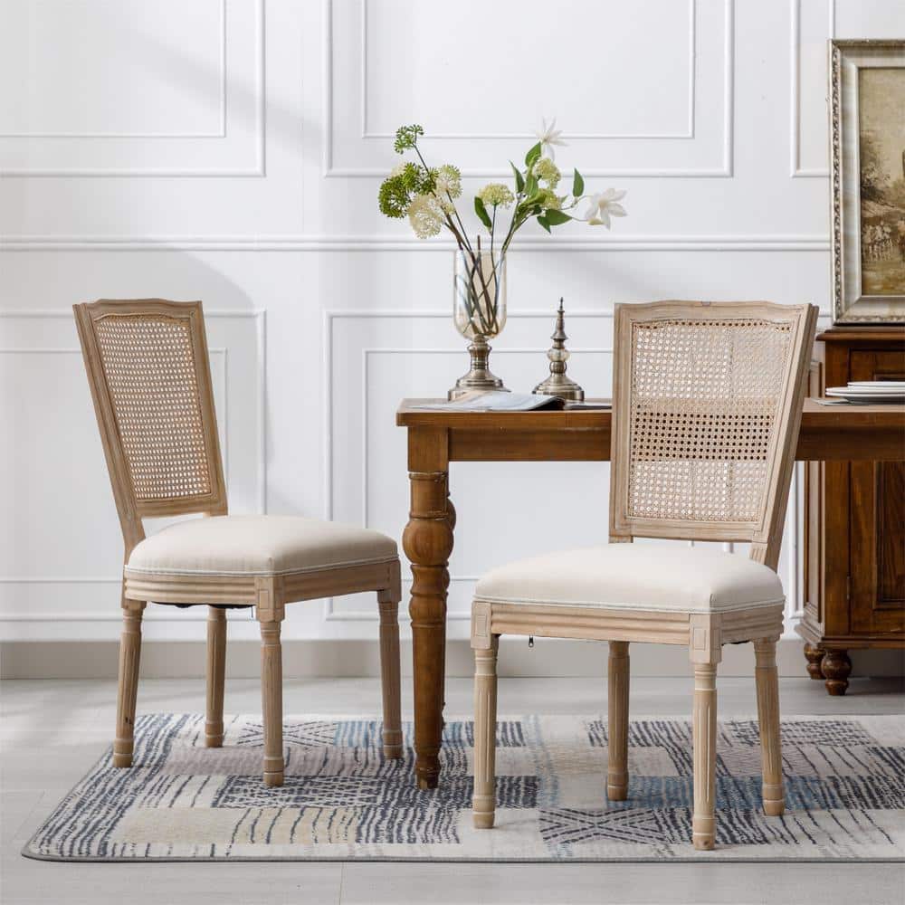 Boyel Living Cream French Style Solid Wood Frame Linen Fabric Square ...