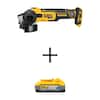 DEWALT 20V MAX XR Cordless Brushless 4.5 in. Slide Switch Small Angle Grinder with Kickback ...