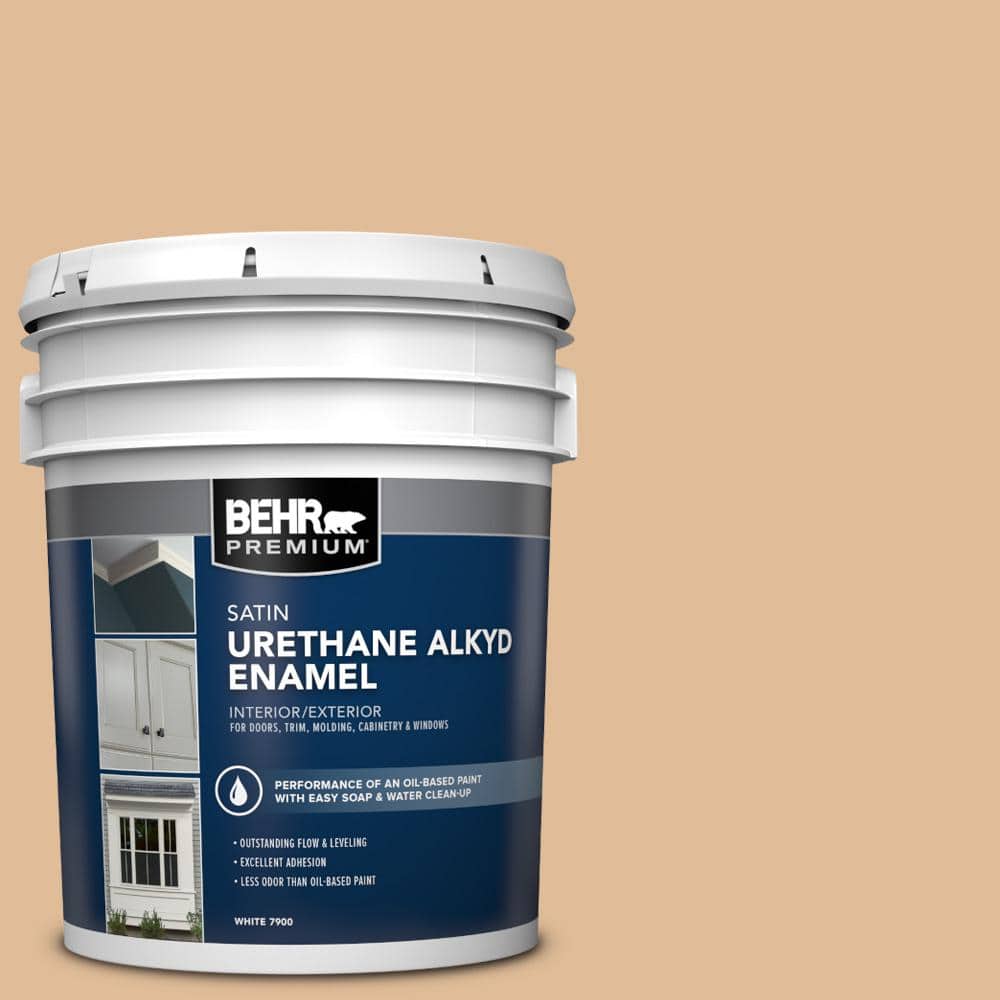 BEHR PREMIUM 5 gal. #270E-3 Only Natural Urethane Alkyd Satin Enamel ...