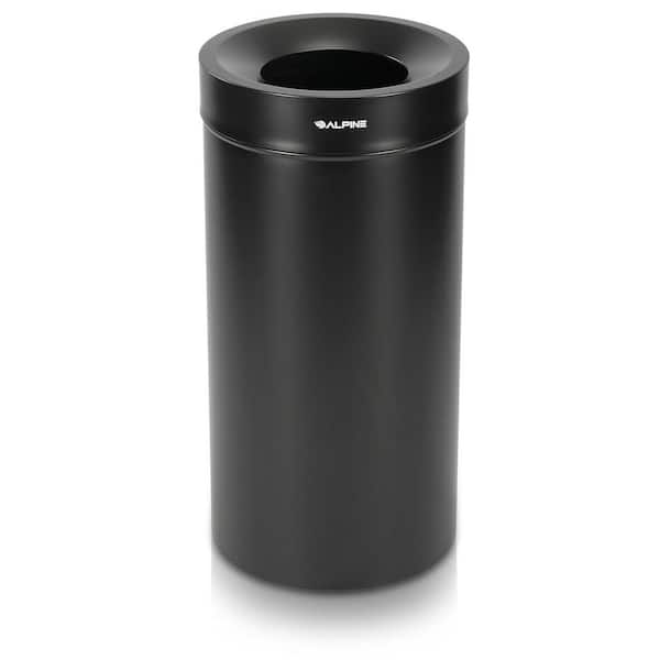 Alpine Industries 29 Gal. Black Steel Open Top Commercial Indoor Trash ...