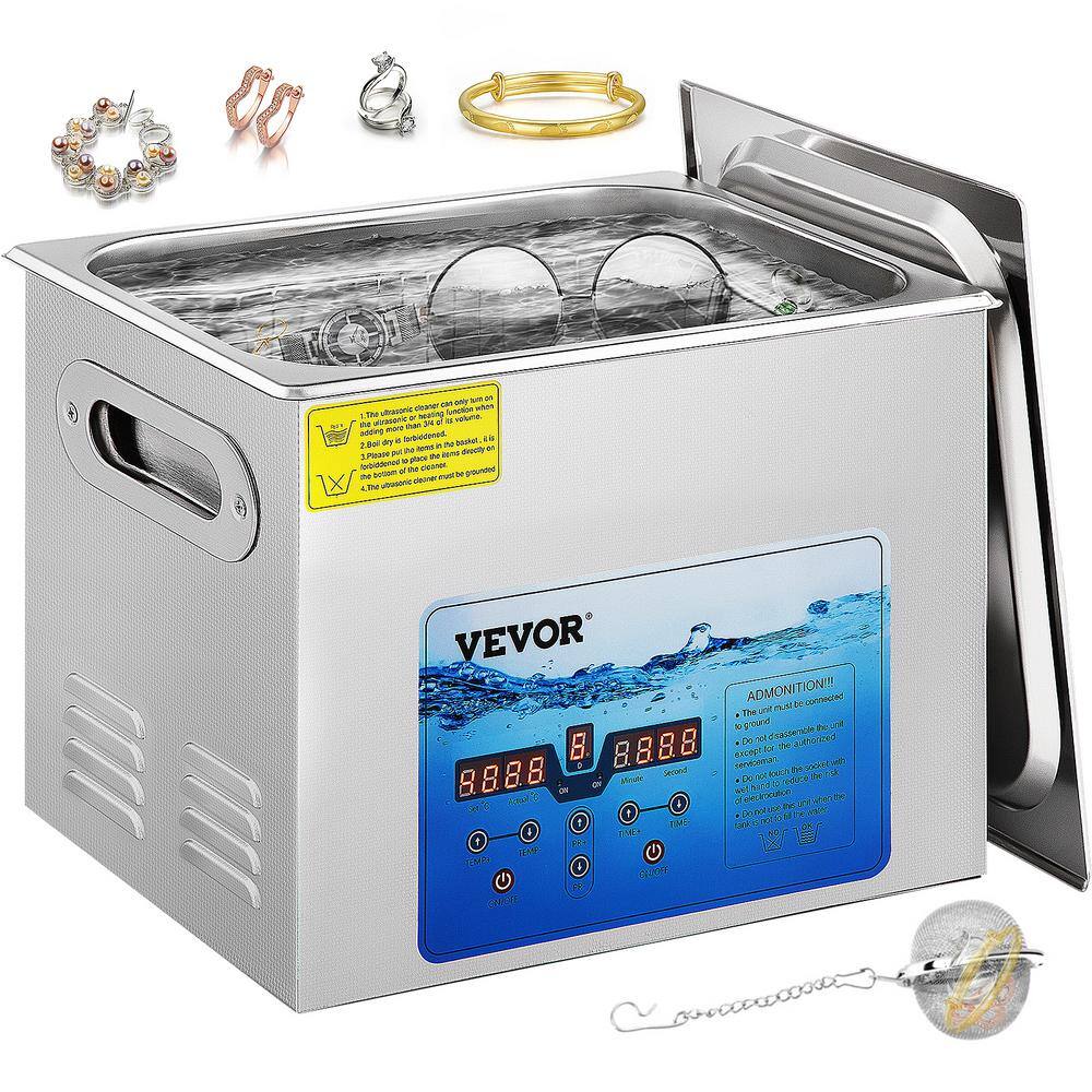 VEVOR Ultrasonic Machine 15L with Digital Timer and Heater 36-40 KHZ ...