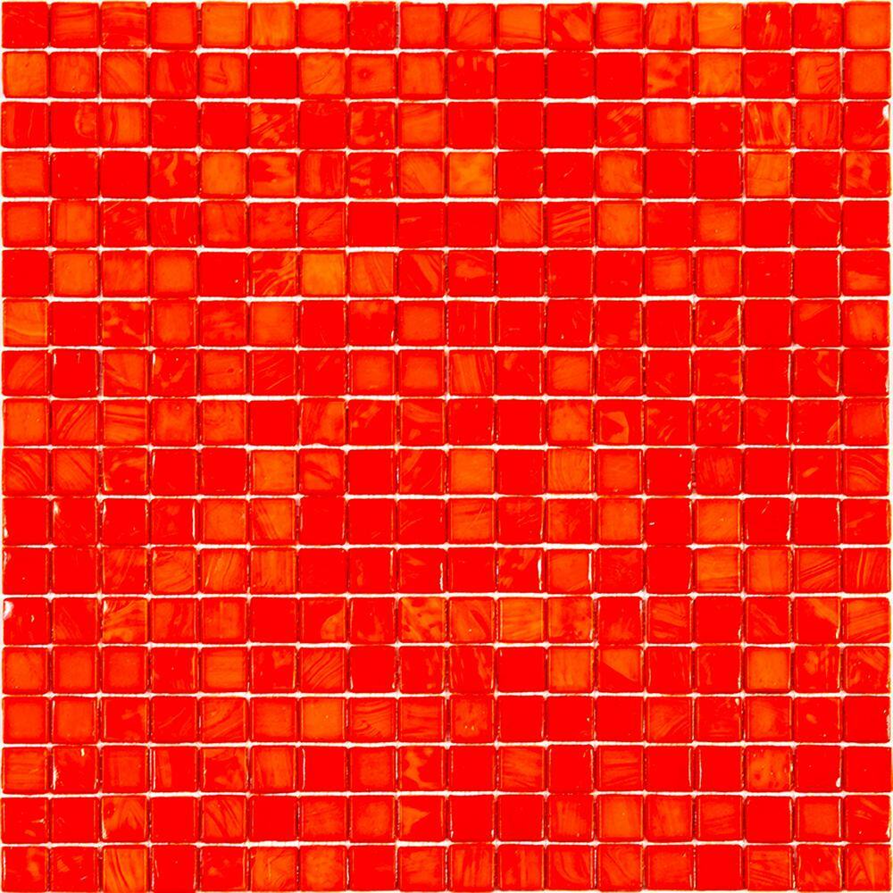 Apollo Tile Skosh Glossy Red-Orange 11.6 in. x 11.6 in. Glass Mosaic ...