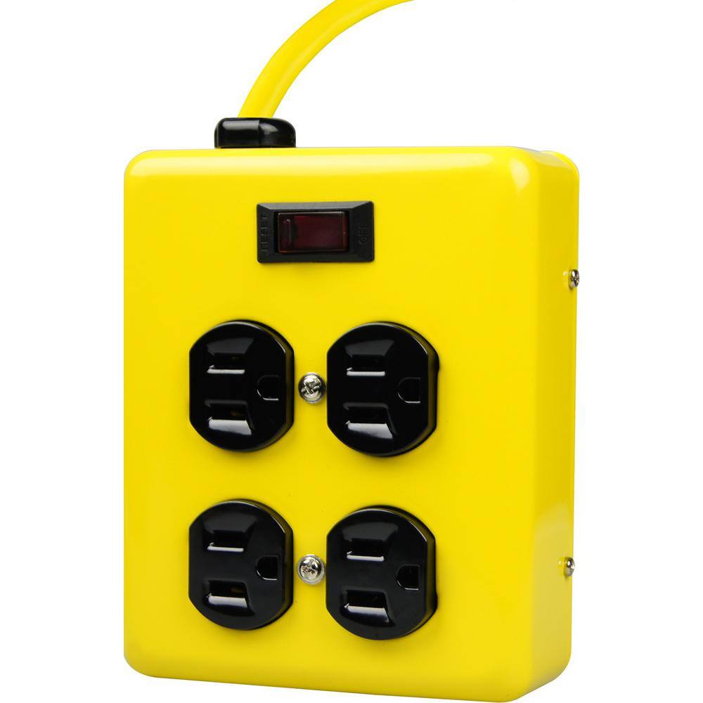 Yellow Jacket 4 ft. 4-Outlet Metal Heavy-Duty Power Block with On/Off ...