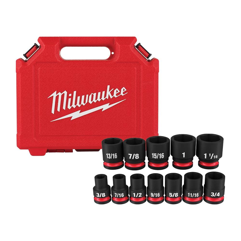 Milwaukee SHOCKWAVE 1/2 in. Drive SAE 6 Point Impact Socket Set (12 ...