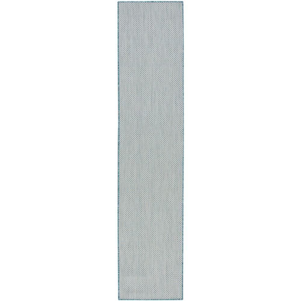 Nourison Courtyard Ivory Aqua 2 ft. x 6 ft. All-over design ...