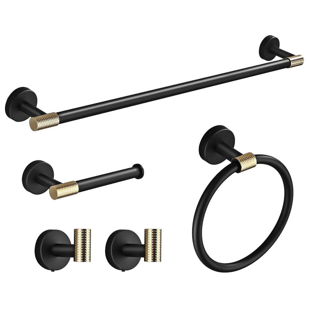 YSQCAR 5-Piece Bath Hardware Set with Towel Ring Toilet Paper Holder ...