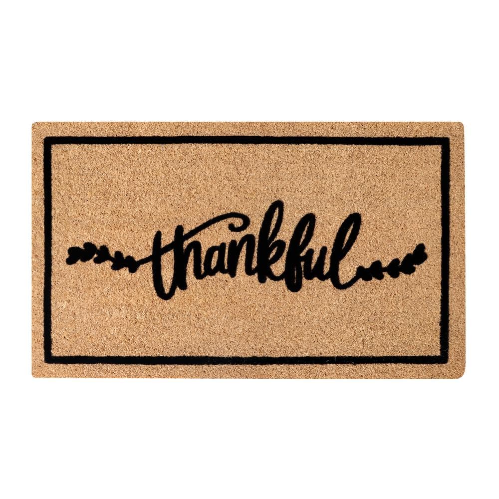 A1 Home Collections A1HC Thankful Black 24 in. x 36 in. Natural Coir ...