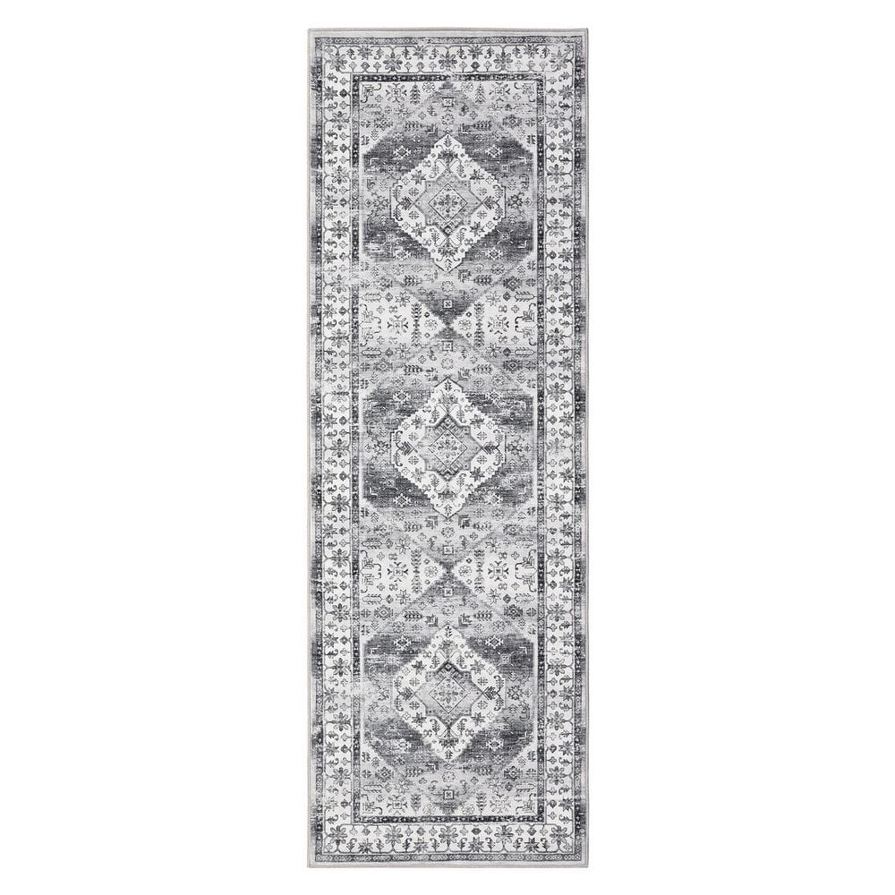 Garvee Vintage Carpet Gray 2X6ft Machine Washable Printed Deferred ...