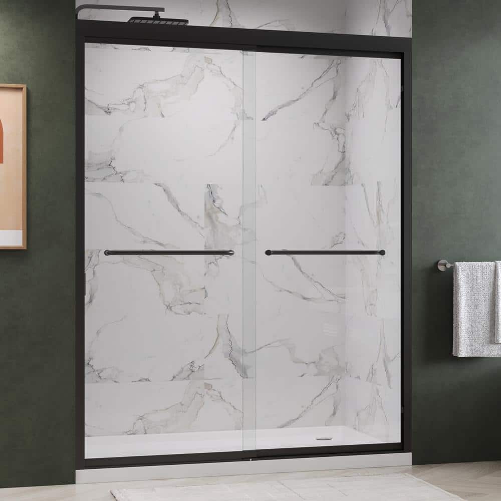 Kobiworks Fusion 56 in. to 60 in. W x 72 in. H Double Sliding Framed ...