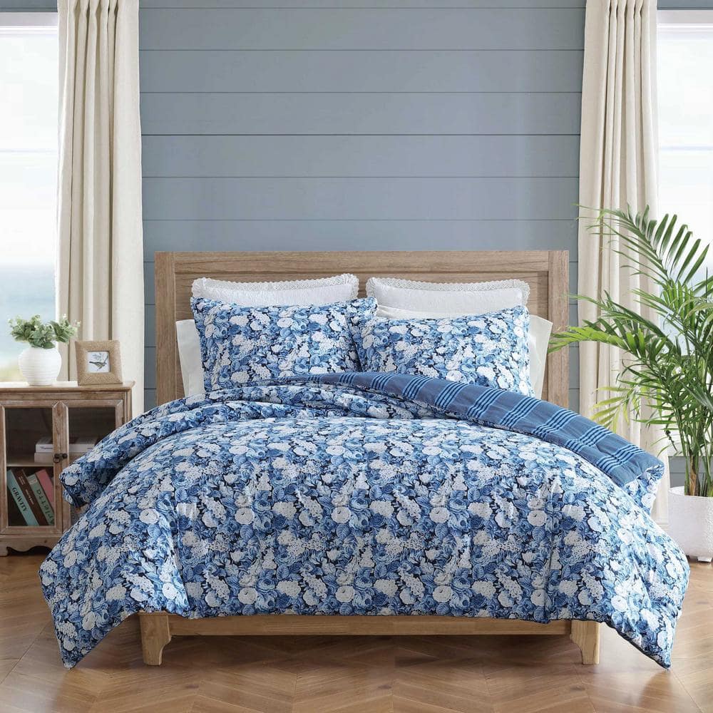 Laura Ashley Sweet Memories 3-Piece Cotton Indigo Blue Full/Queen ...