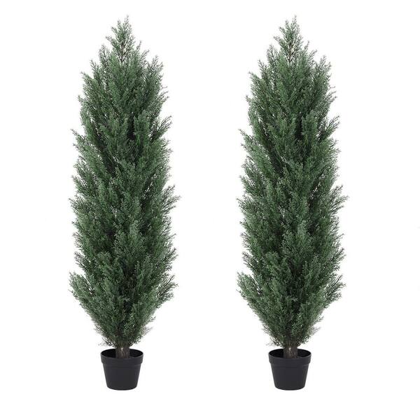 4 ft. UV Resistant Artificial Cedar Topiary Trees Faux Pine Trees ...
