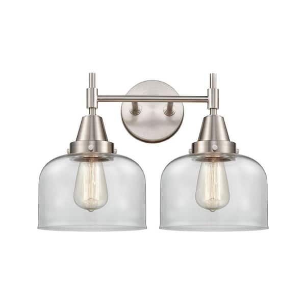 Innovations Caden 17 in. 2-Light Satin Nickel Vanity Light with Glass ...