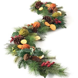 SULLIVANS 6 ft. Lush Cypress & Berry Garland, Green Christmas Garland ...