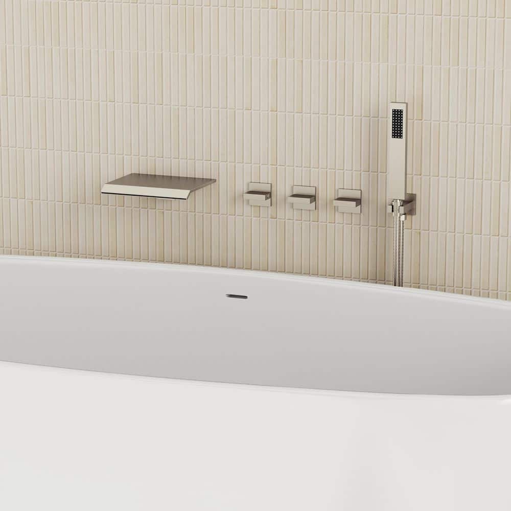EVERSTEIN Modern 3-Handle 2-Spray Tub and Shower Faucet with Wide Flat ...