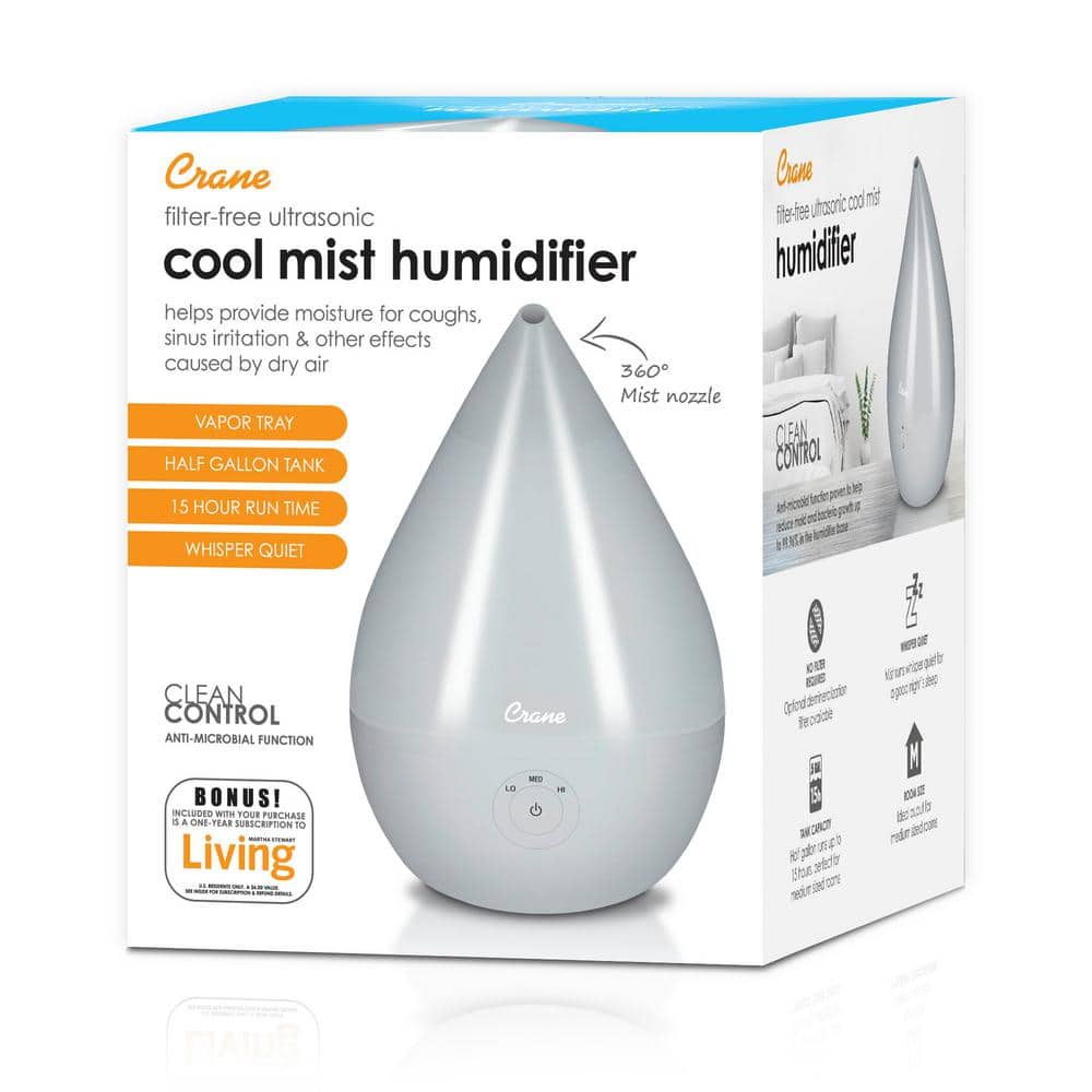 Buy 0.5 Gal. Droplet Ultrasonic Cool Mist Humidifier for Small to ...