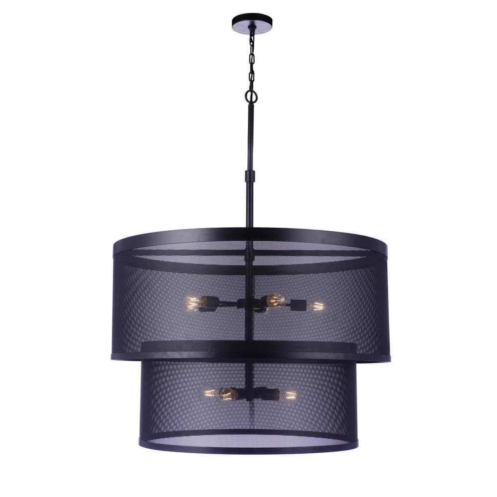 CRAFTMADE Mesh 40-Watt 9 Light Flat Black Finish Pendant Light with ...