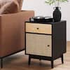 Nathan James Bonnie 16 in. Black Oak/Rattan Rectangle Side Table ...
