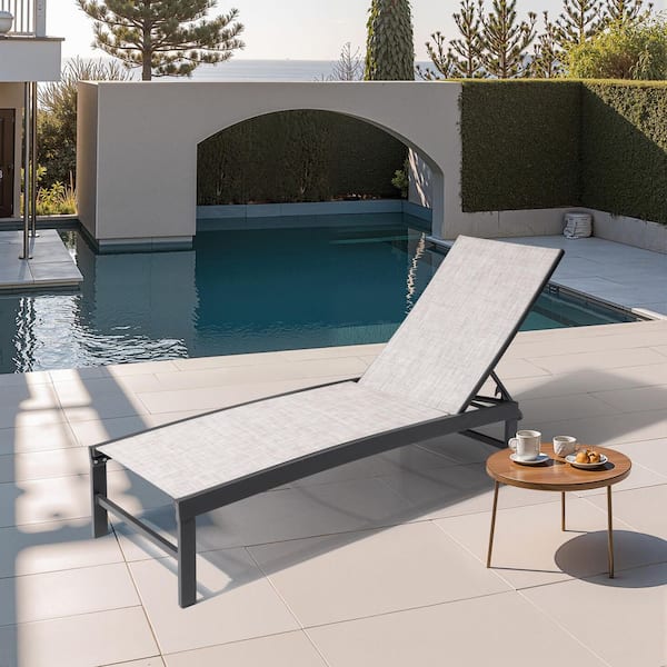 Pellebant 1-Piece Patio All-Weather Metal Outdoor Chaise Lounge Chairs ...