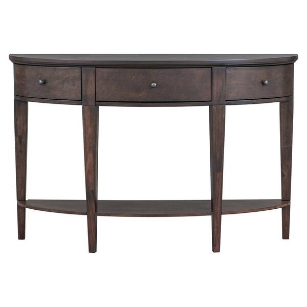 JASIWAY Modern 51 in. Dark Brown Circular Curved Wooden Console Table ...