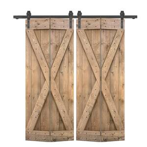 CALHOME 48 in. x 84 in. X Pre Assembled Pure White Wood Double Solid Core Bi-fold Barn Doors ...