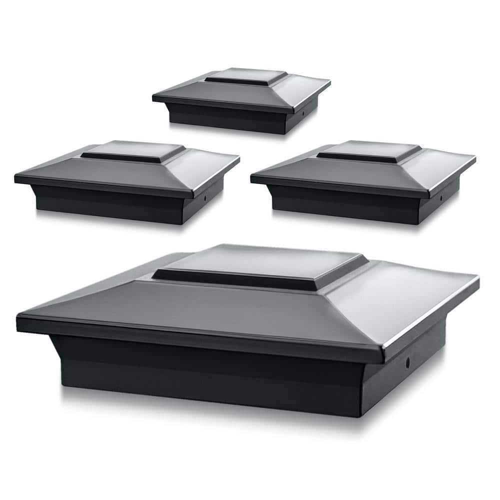 CLASSY CAPS 6 in. x 6 in. Black Aluminum Fence Post Cap (4-Pack) NSX66B ...