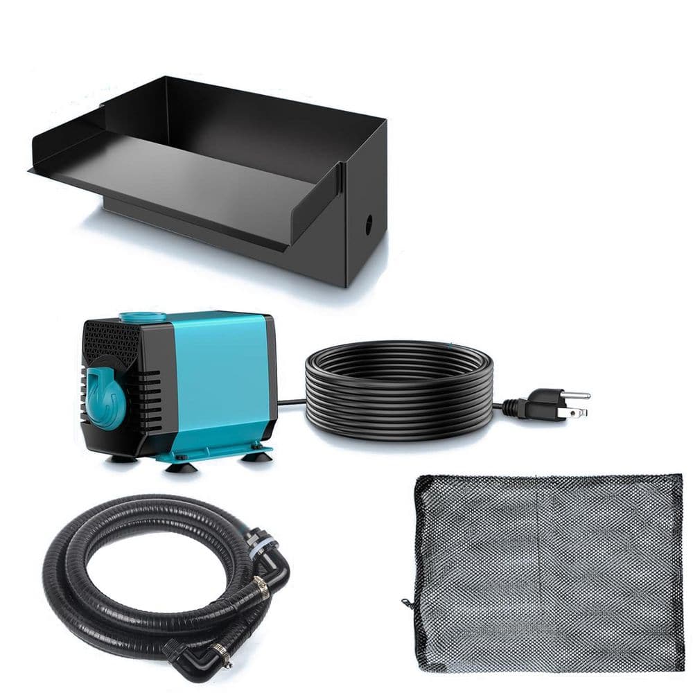 Phewnyzo 8 in. 304 Stainless Steel Pond Waterfall Box Kit with Pump and ...