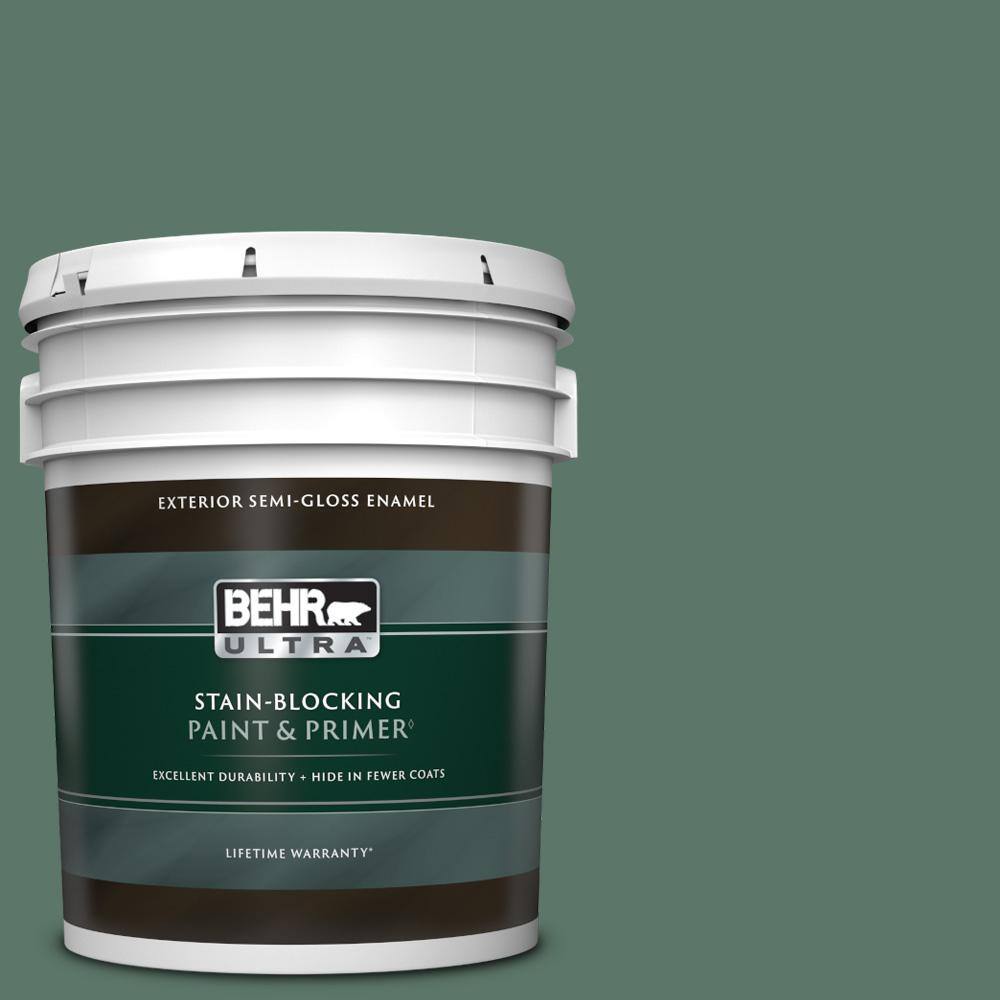 BEHR ULTRA 5 gal. #S420-6 Pine Brook Semi-Gloss Enamel Exterior Paint ...