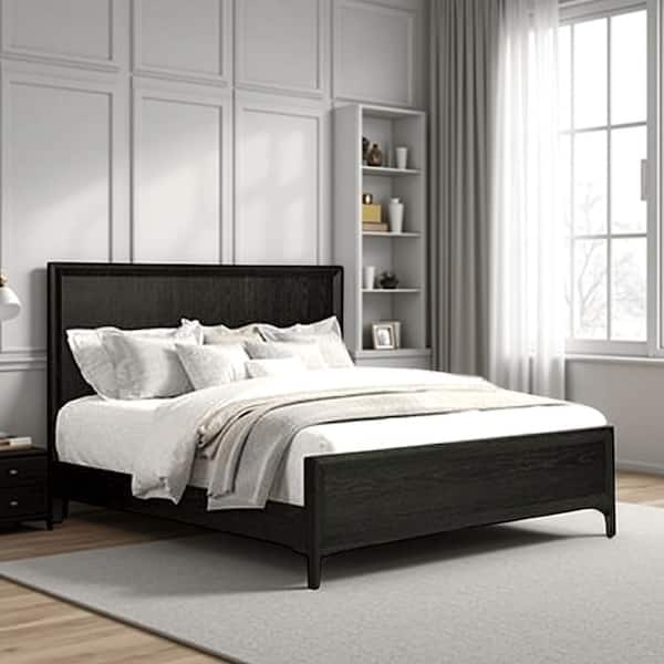 Benjara Kaira Espresso Brown and Black Wood Frame Queen Size Panel Bed ...