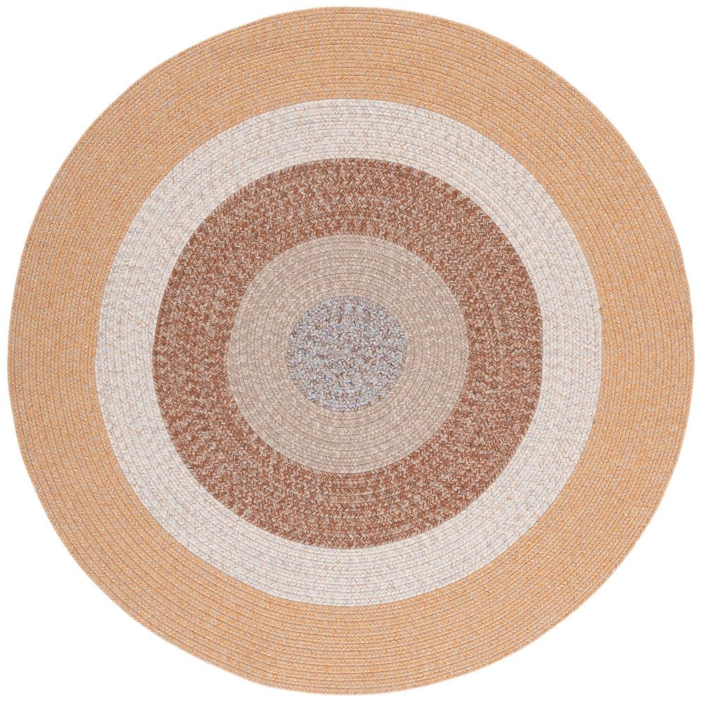 SAFAVIEH Braided Brown/Light Brown 5 ft. x 5 ft. Machine Washable Solid ...