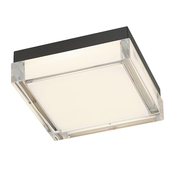 AIKVSXER Stratified Glow 24-Watt Black Square Integrated LED Flush ...