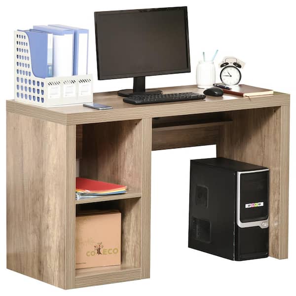 HOMCOM 47.25 in. Rectangular Natural Writing Computer Desk with Display ...