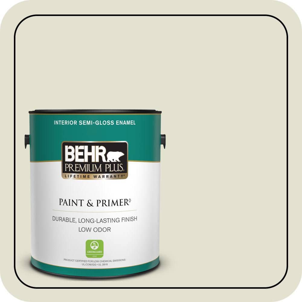 BEHR PREMIUM PLUS 1 gal. #400E-2 Turtle Dove Semi-Gloss Enamel Low Odor ...