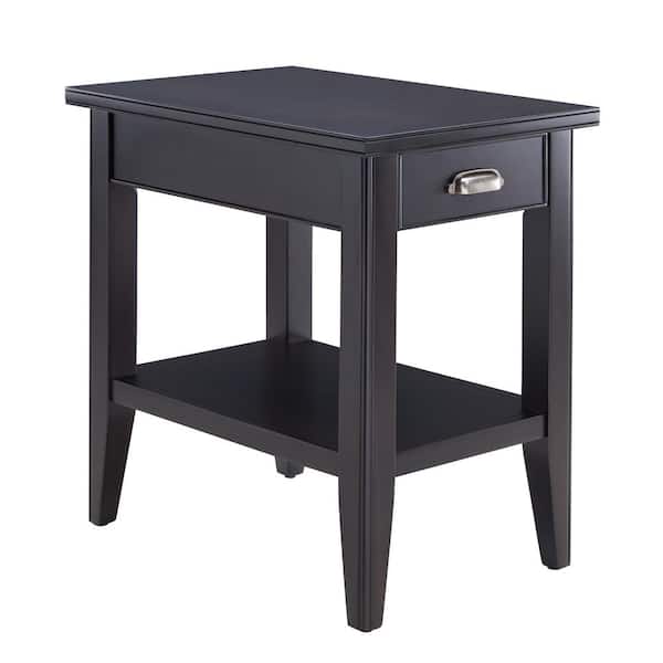 Leick Home Laurent Collection 16 in. W x 24 in. H Black Wood Chairside ...