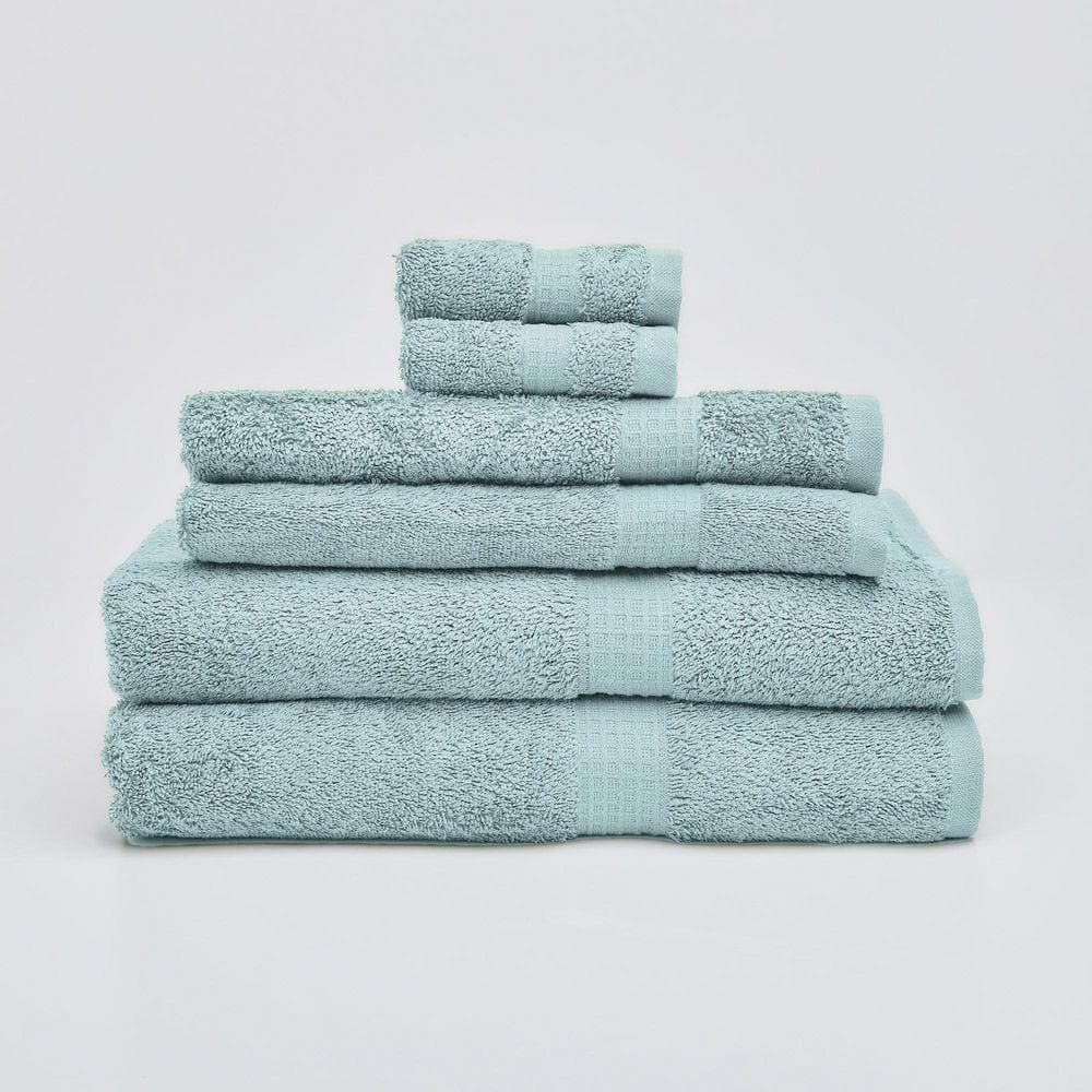 Classic Touch 6-Piece Seaglass Solid Cotton Bath Towel Set 891007 - The ...