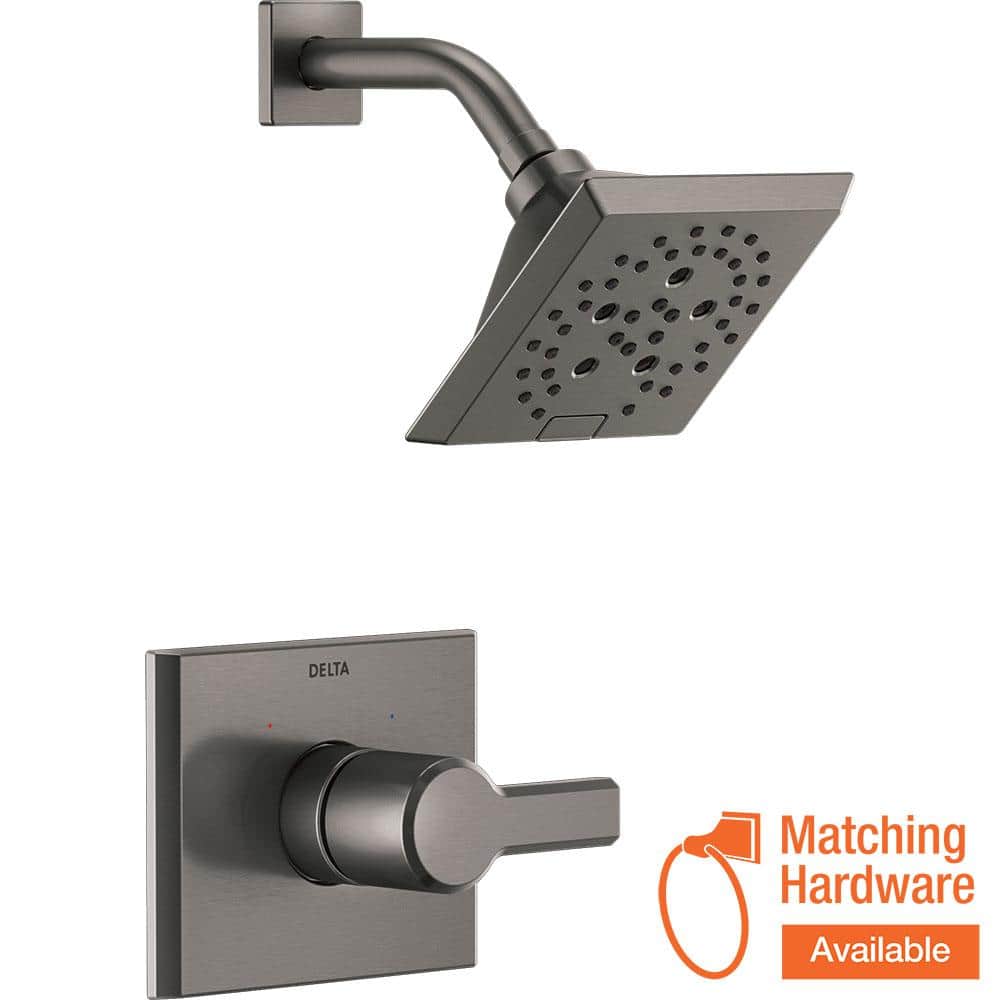 Delta Pivotal 1-Handle Wall-Mount Shower Trim Kit in Lumicoat Black ...