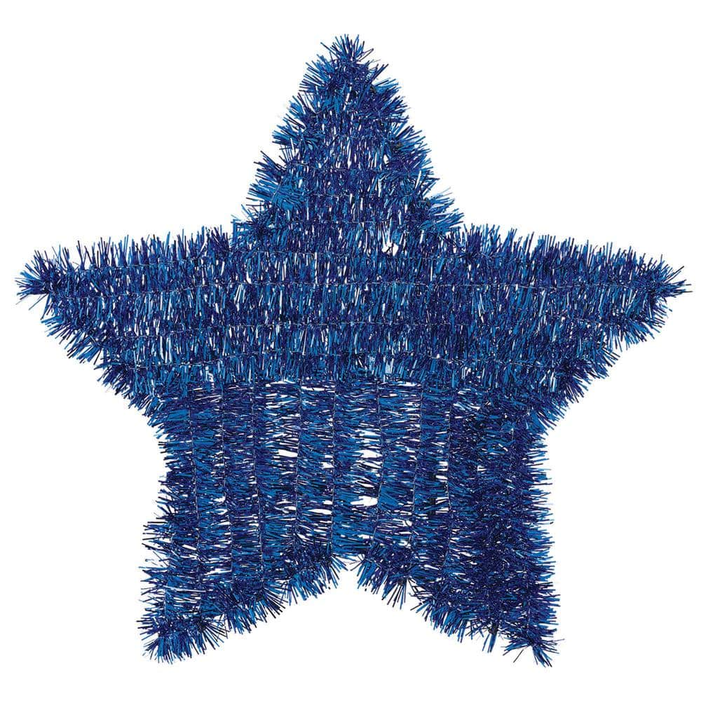 Amscan 11.5 in. x 12 in. Blue Tinsel Star Decoration (6-Pack) 240220 ...