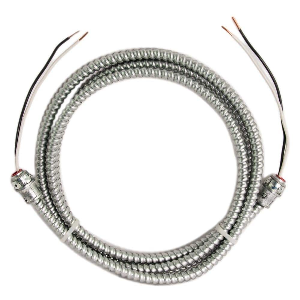 Southwire 12 ft. 12-Gauge/2 Solid CU AC Whip Cable 58972608 - The Home ...