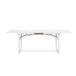 Benjara 95 Smooth Gray and Silver Wood Top 4 Legs Extendable Dining ...