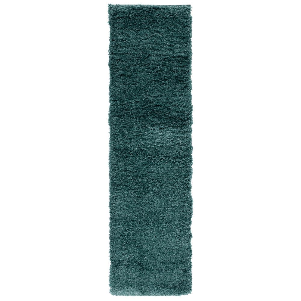 SAFAVIEH Fontana Shag Dark Green 2 ft. x 8 ft. Solid Runner Rug FNT800Y ...