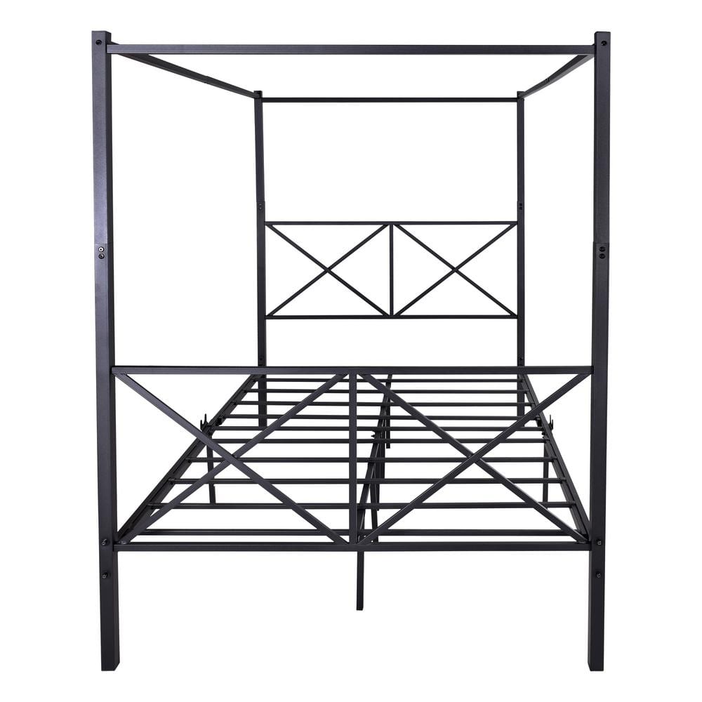 Ahokua 55 in. W Black Non-upholstered Metal Frame Full Heavy Duty Steel ...
